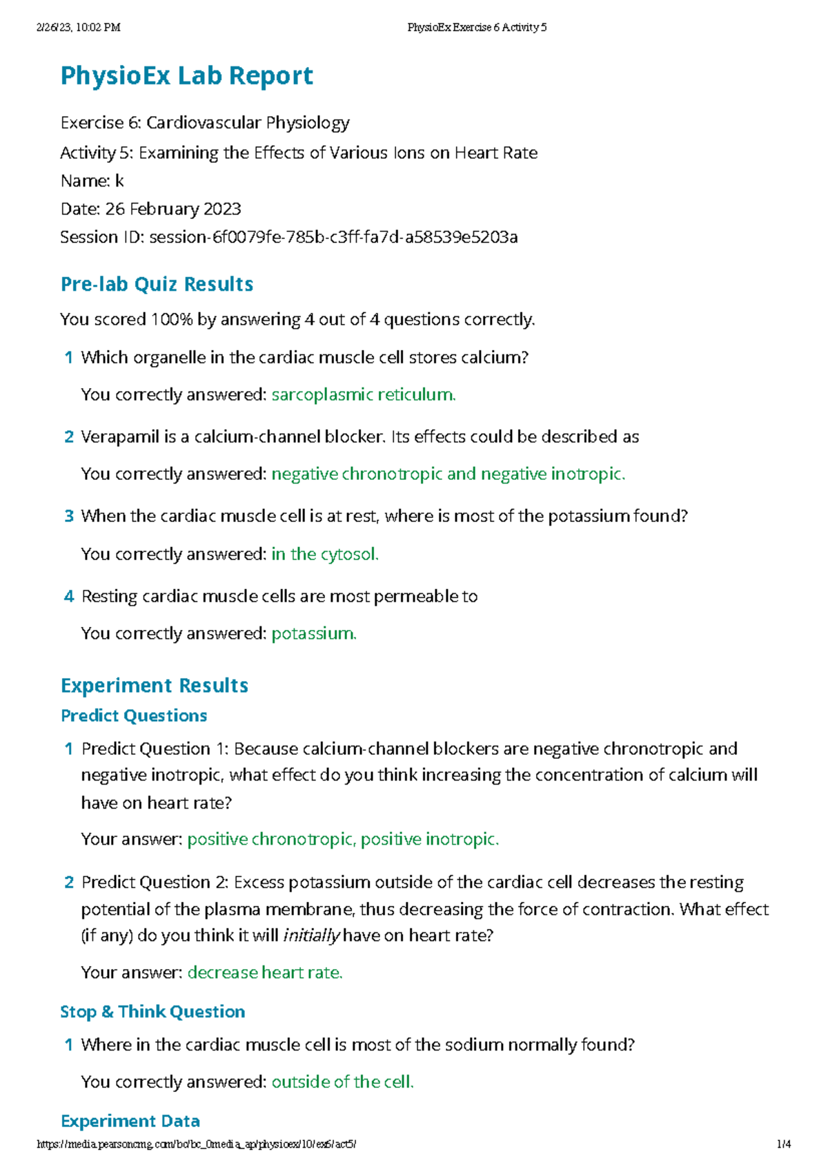 Physio Ex Exercise 6 Activity 5 - PhysioEx Lab Report Exercise 6 ...