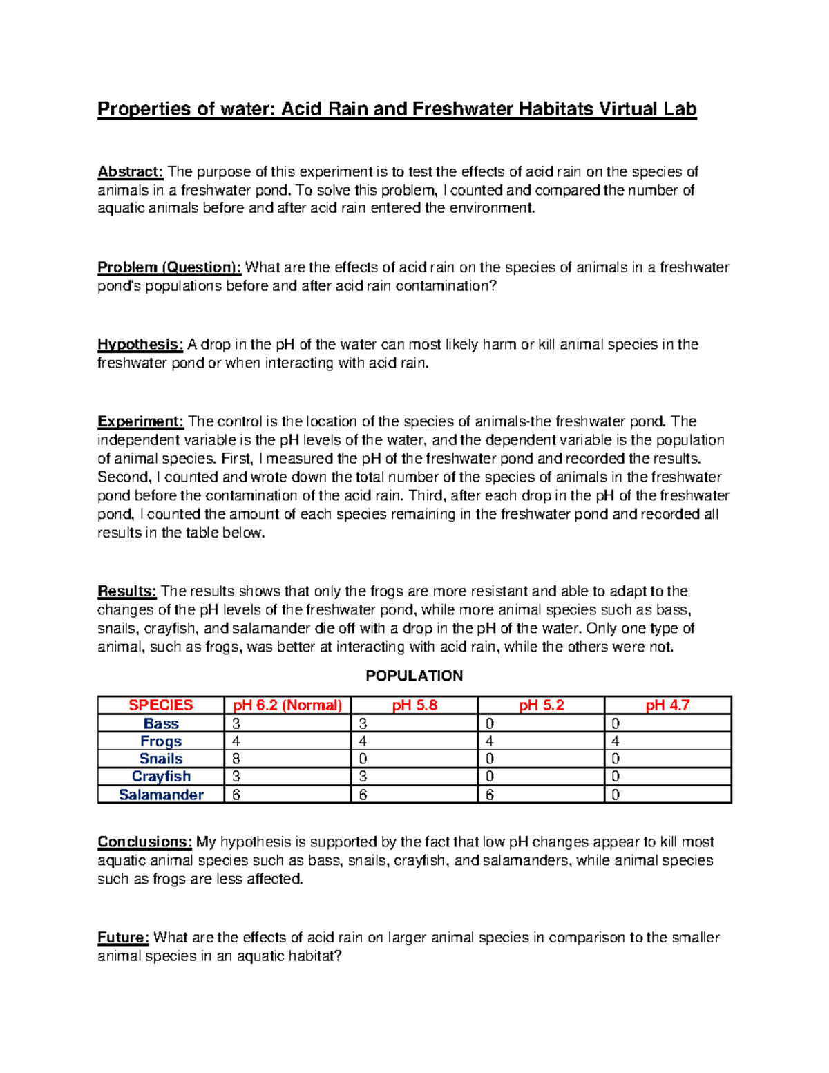 Lesson 2 Lab Properties of Water - Properties of water: Acid Rain and ...