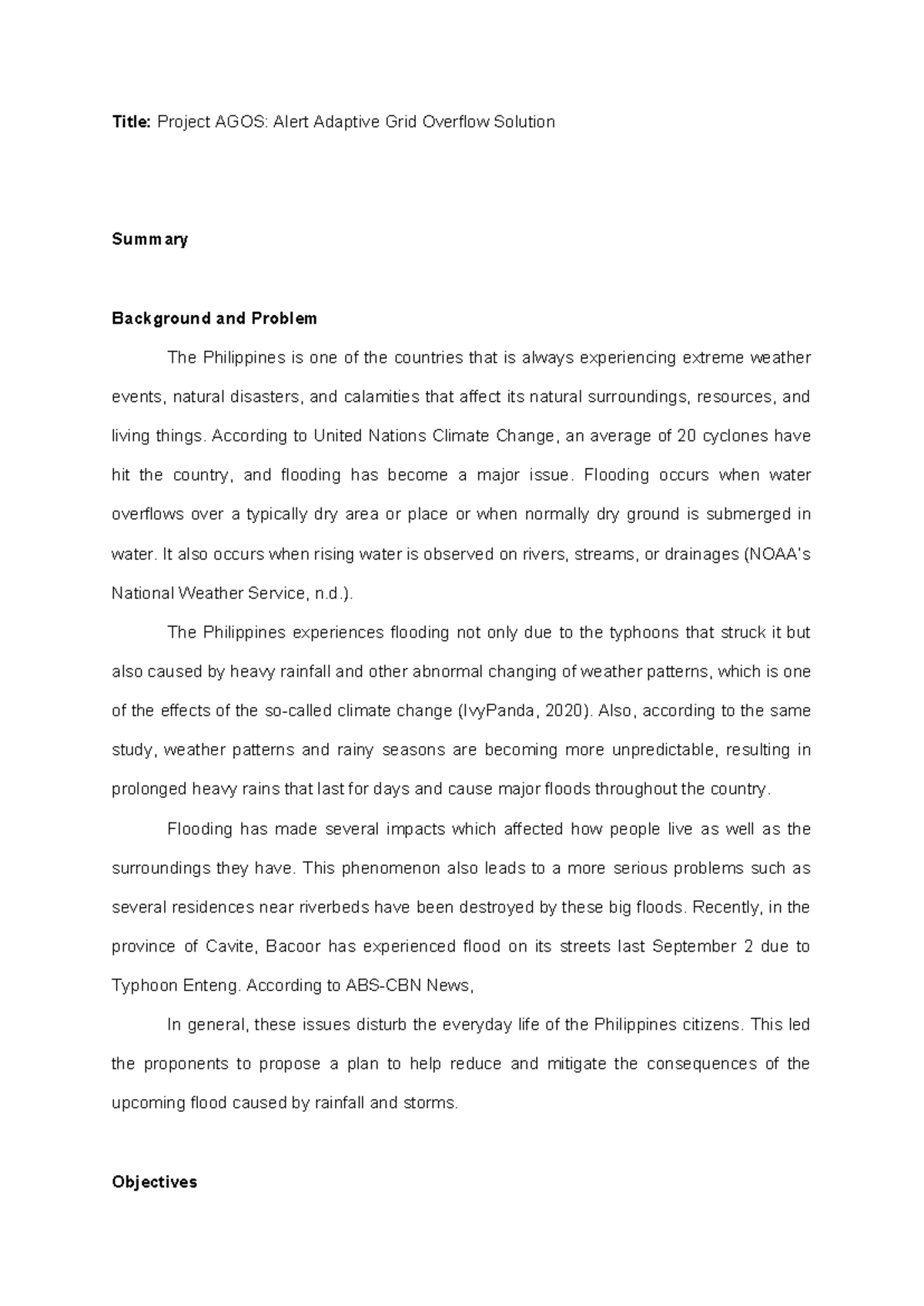 Flood Mitigation - Title: Project AGOS: Alert Adaptive Grid Overflow ...