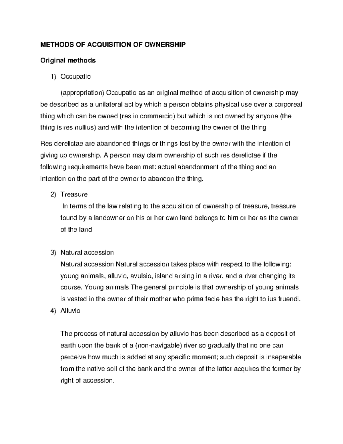 Lesson 6 - NOTES - METHODS OF ACQUISITION OF OWNERSHIP Original methods ...