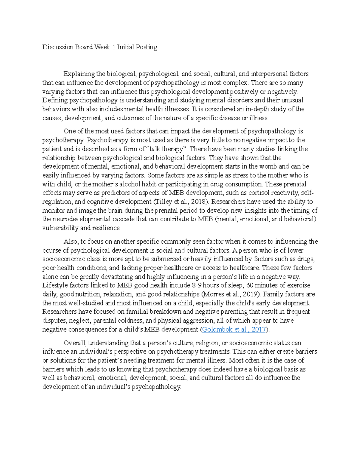 DB Week 1 post - DB one - Discussion Board Week 1 Initial Posting ...