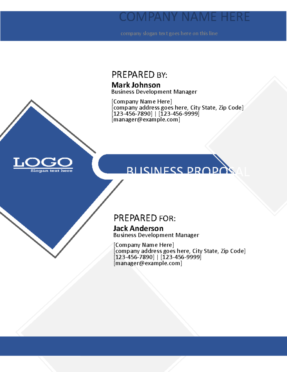 Business proposal template 1 - COMPANY NAME HERE company slogan text ...