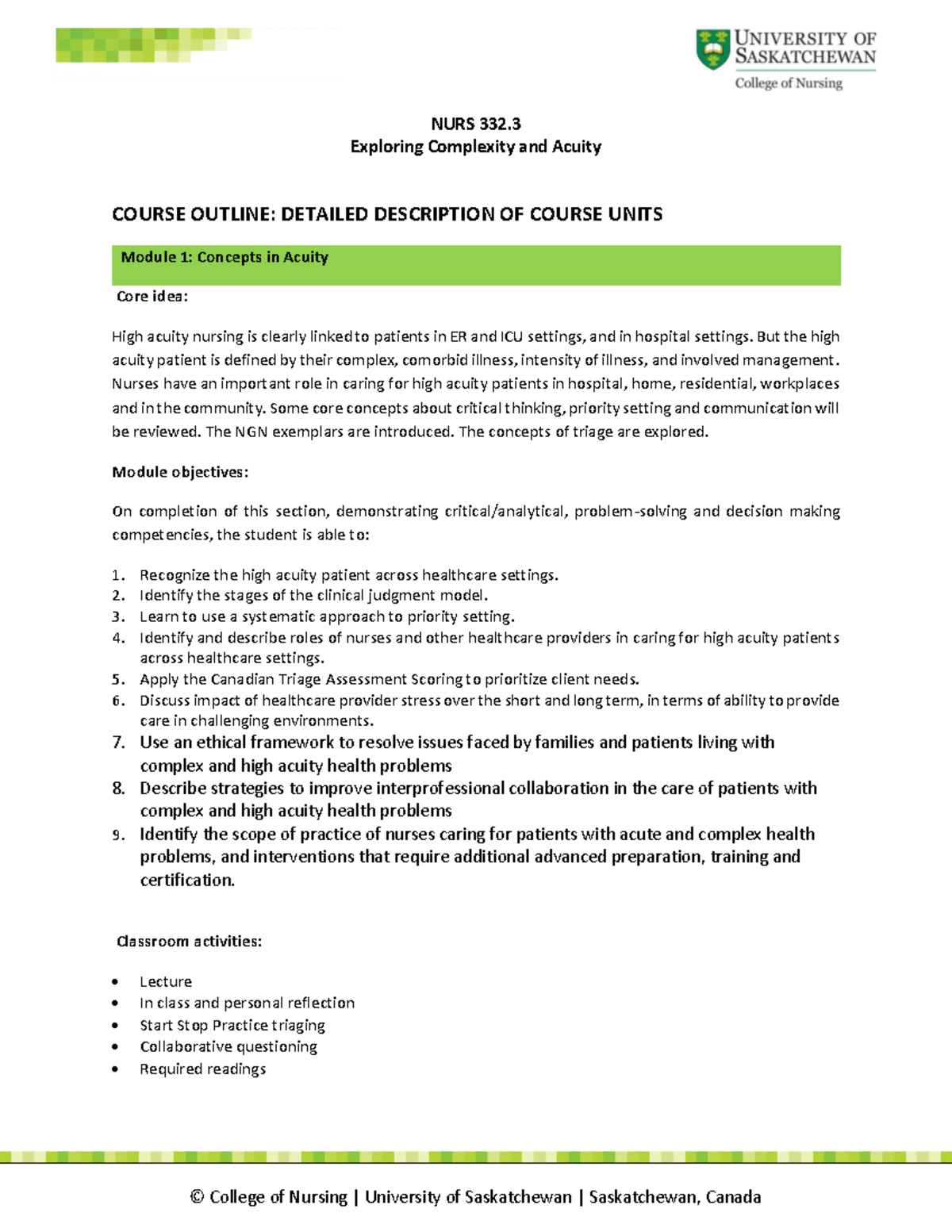 Course Manual - © College of Nursing | University of Saskatchewan ...
