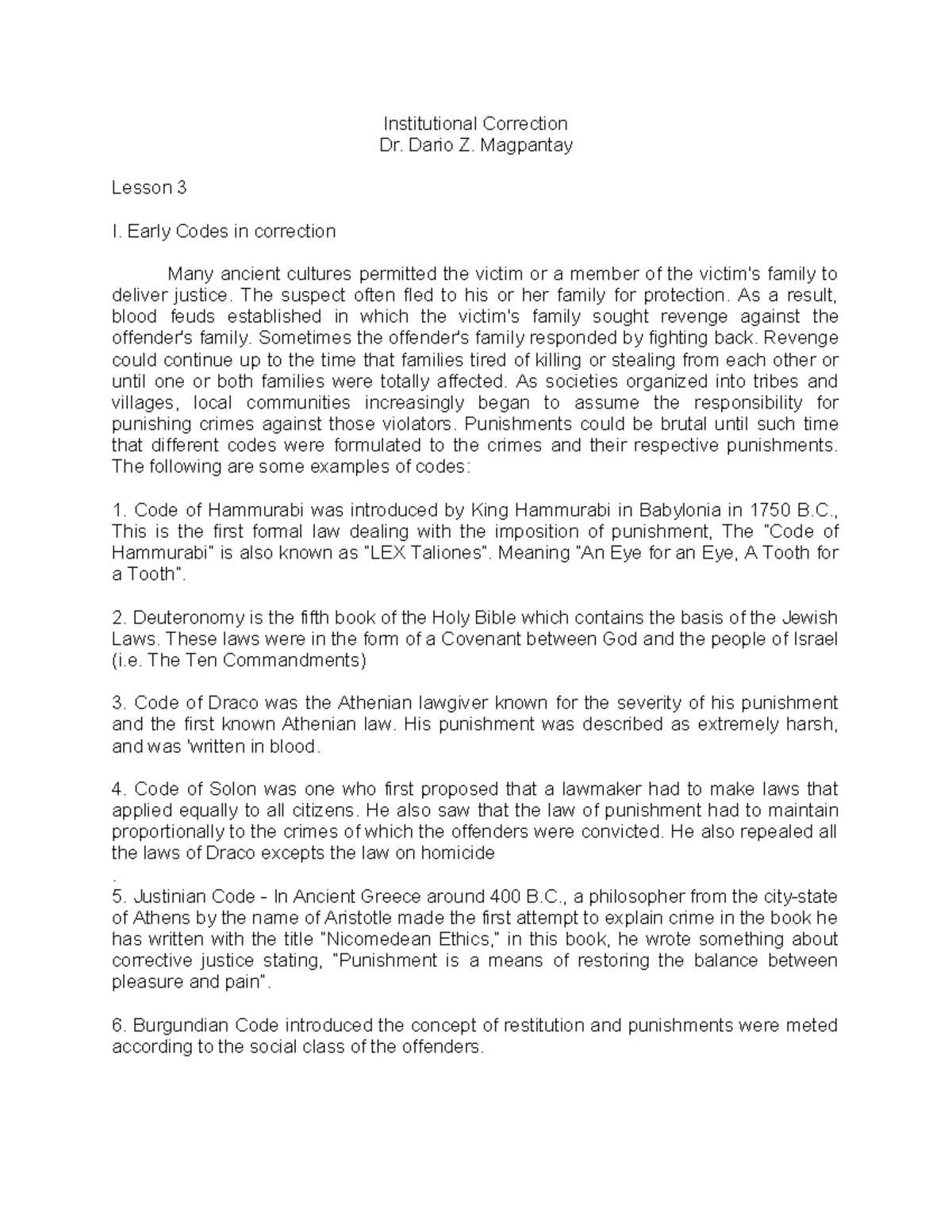 Lesson 3 - Institutional Correction Dr. Dario Z. Magpantay Lesson 3 I ...