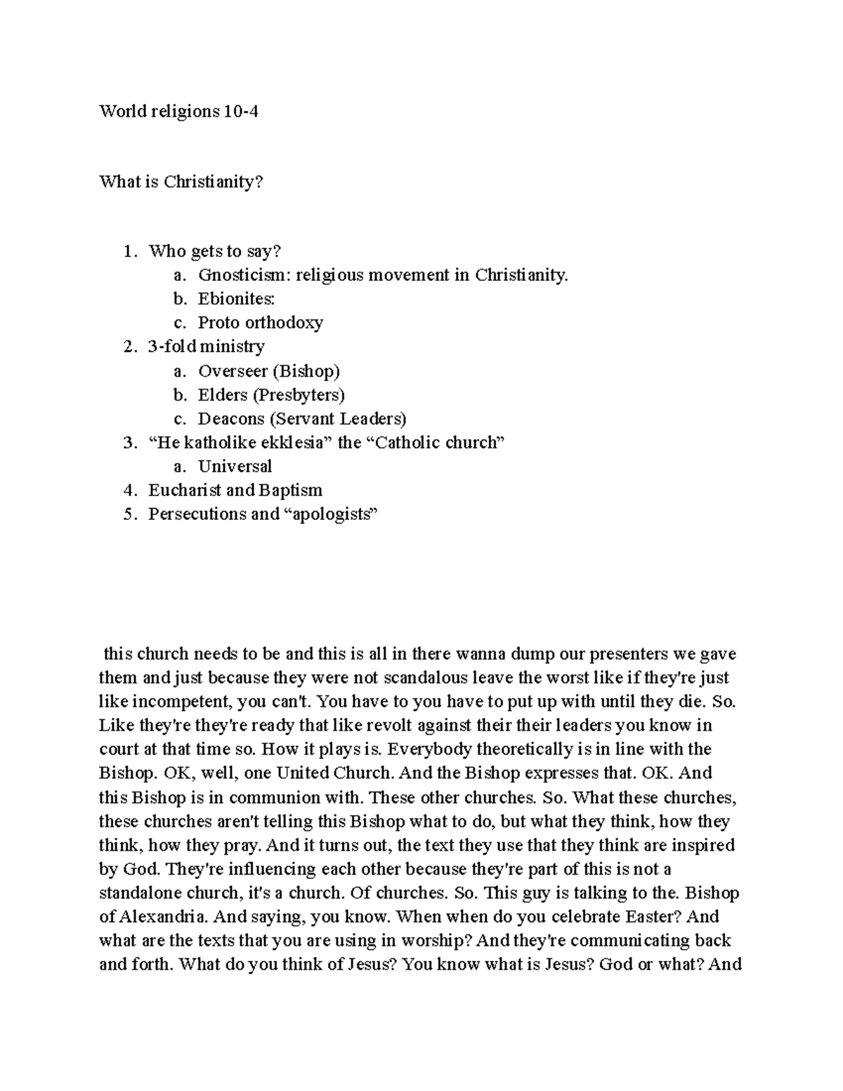 World religions 10 - Notes from Peter Feldmeier's Course - World ...