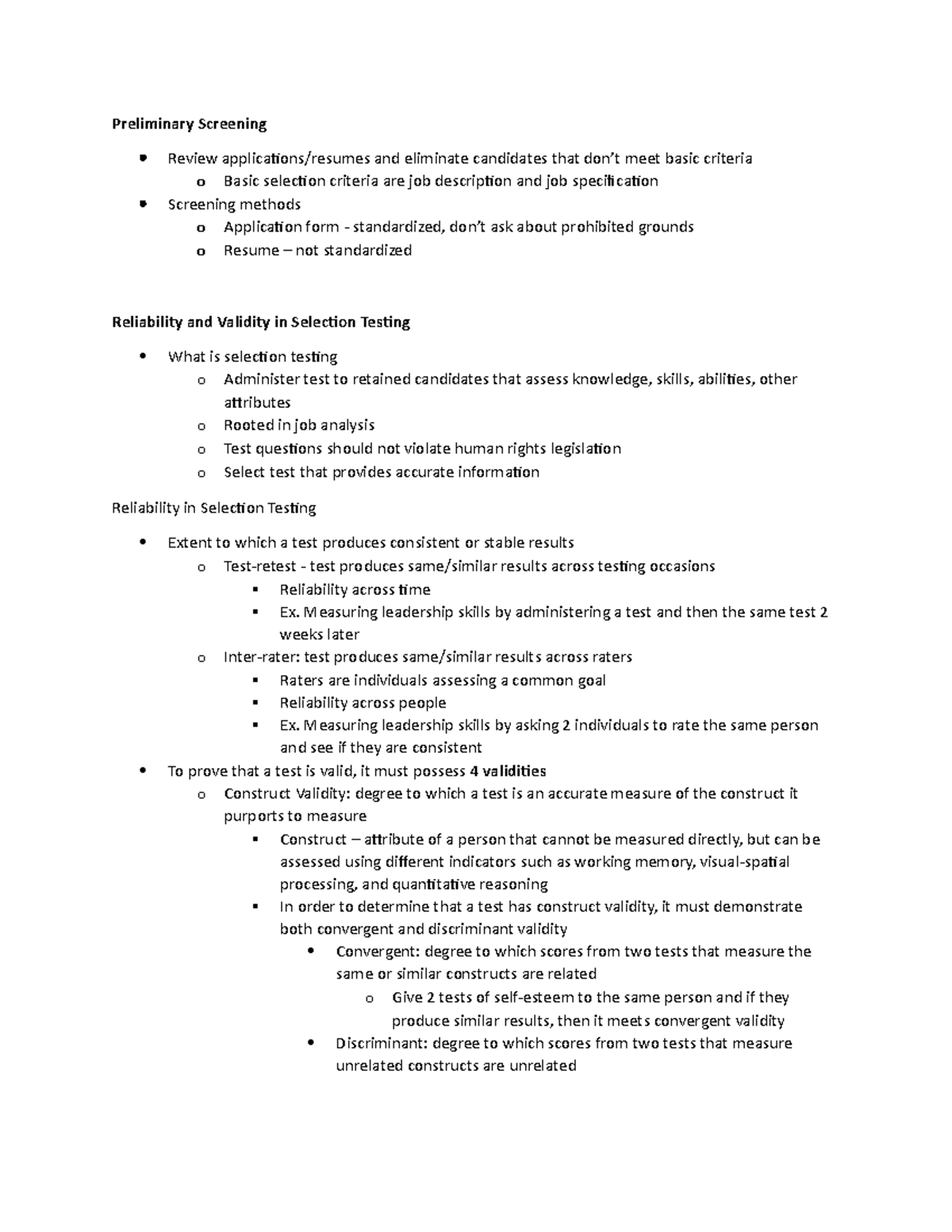 Unit 3 - Employee Selection - Preliminary Screening Review applications ...