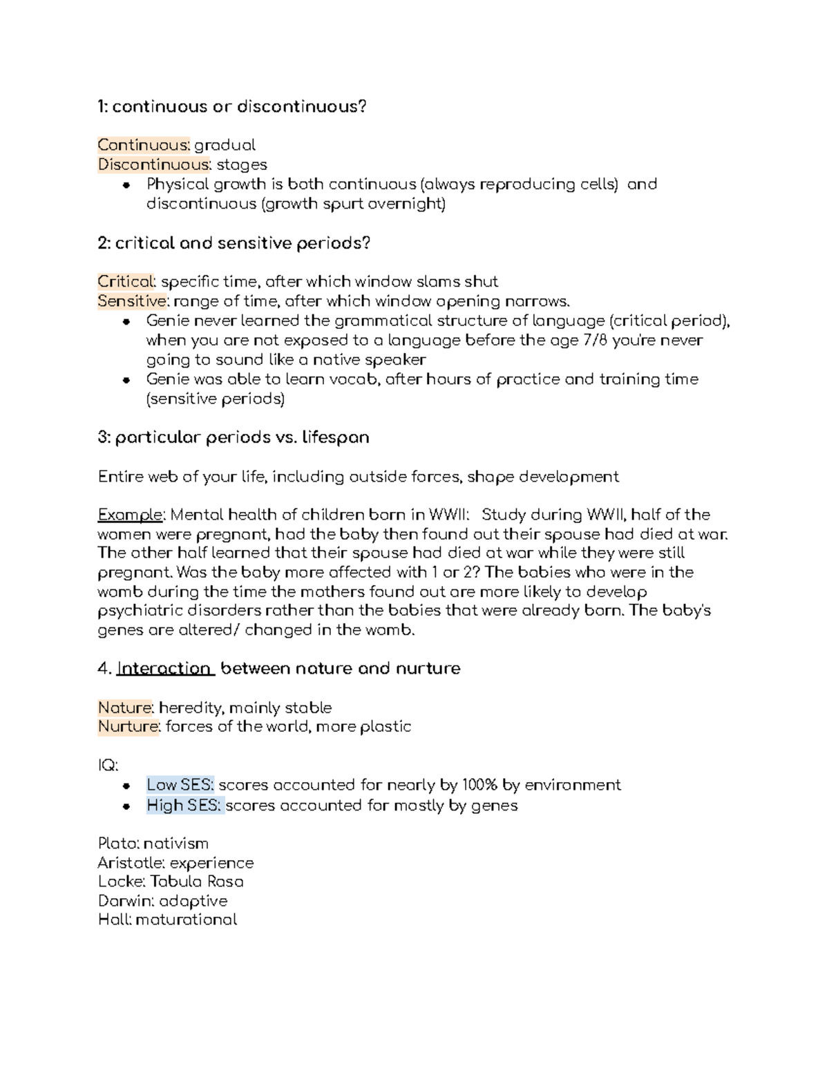 Psych 160- 1 23 - lecture notes - 1: continuous or discontinuous ...