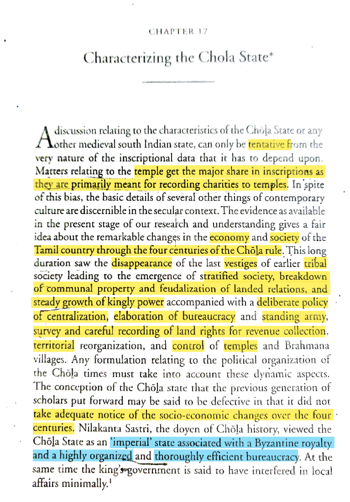 Y - READING - CHAPTER 17 Characterizing the Chola State discussion ...