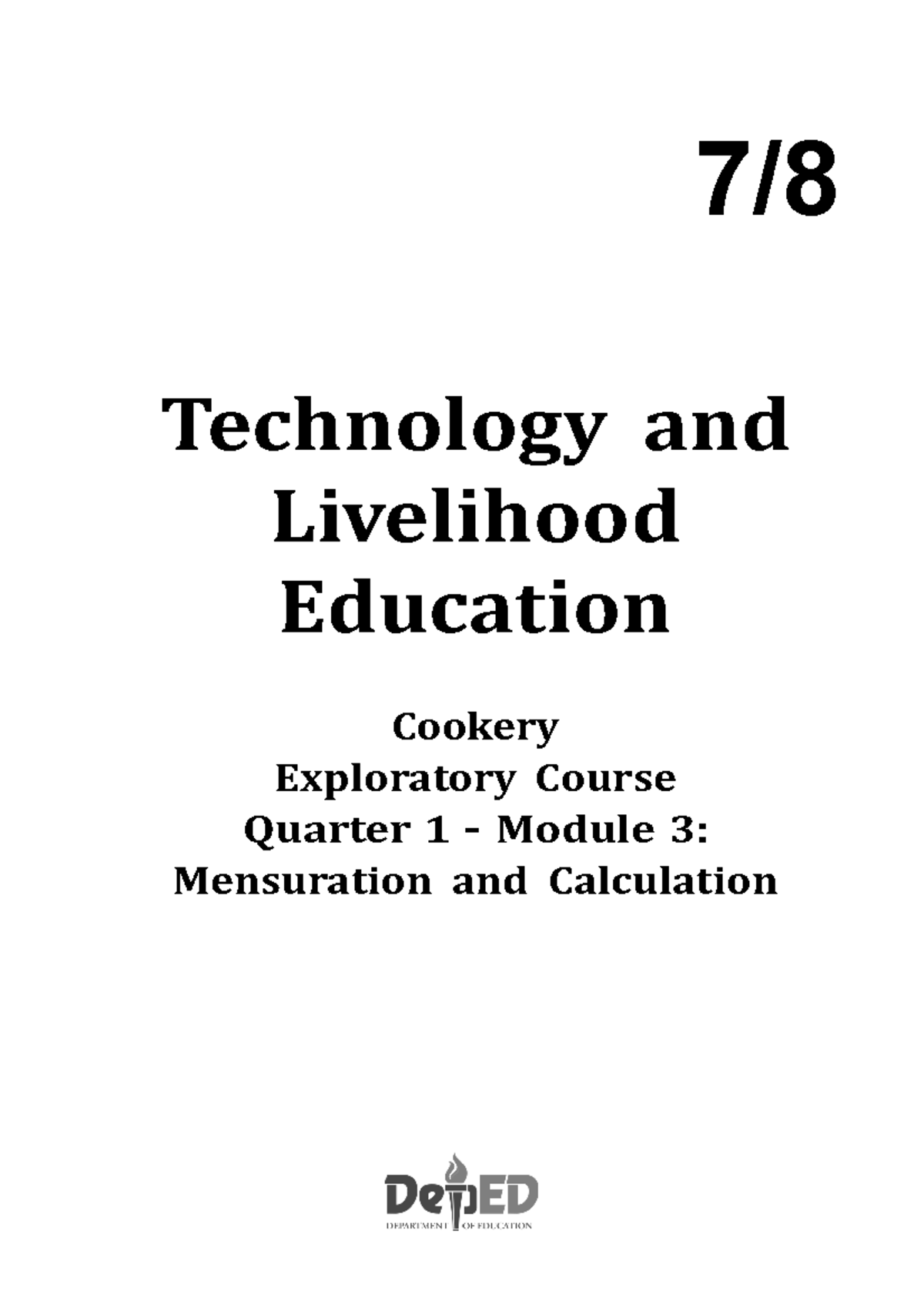 Q1-Module-3Cookery - For learning materials - 7/ Technology and ...