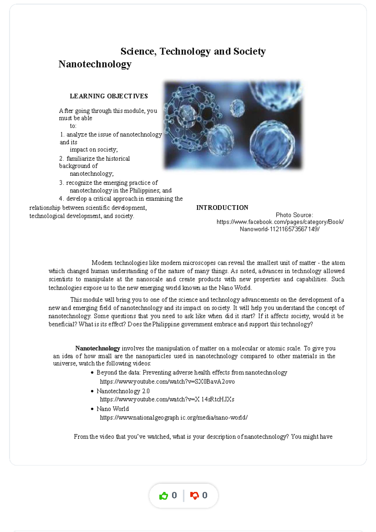 Nanotechnology-sts compress - Science, Technology and Society ...