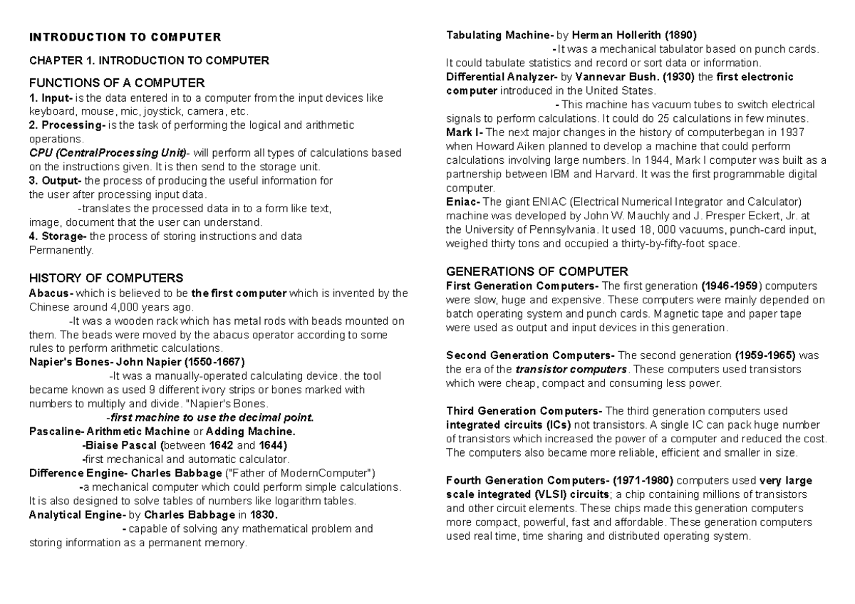 Lesson 1 2 IT application - INTRODUCTION TO COMPUTER CHAPTER 1 ...