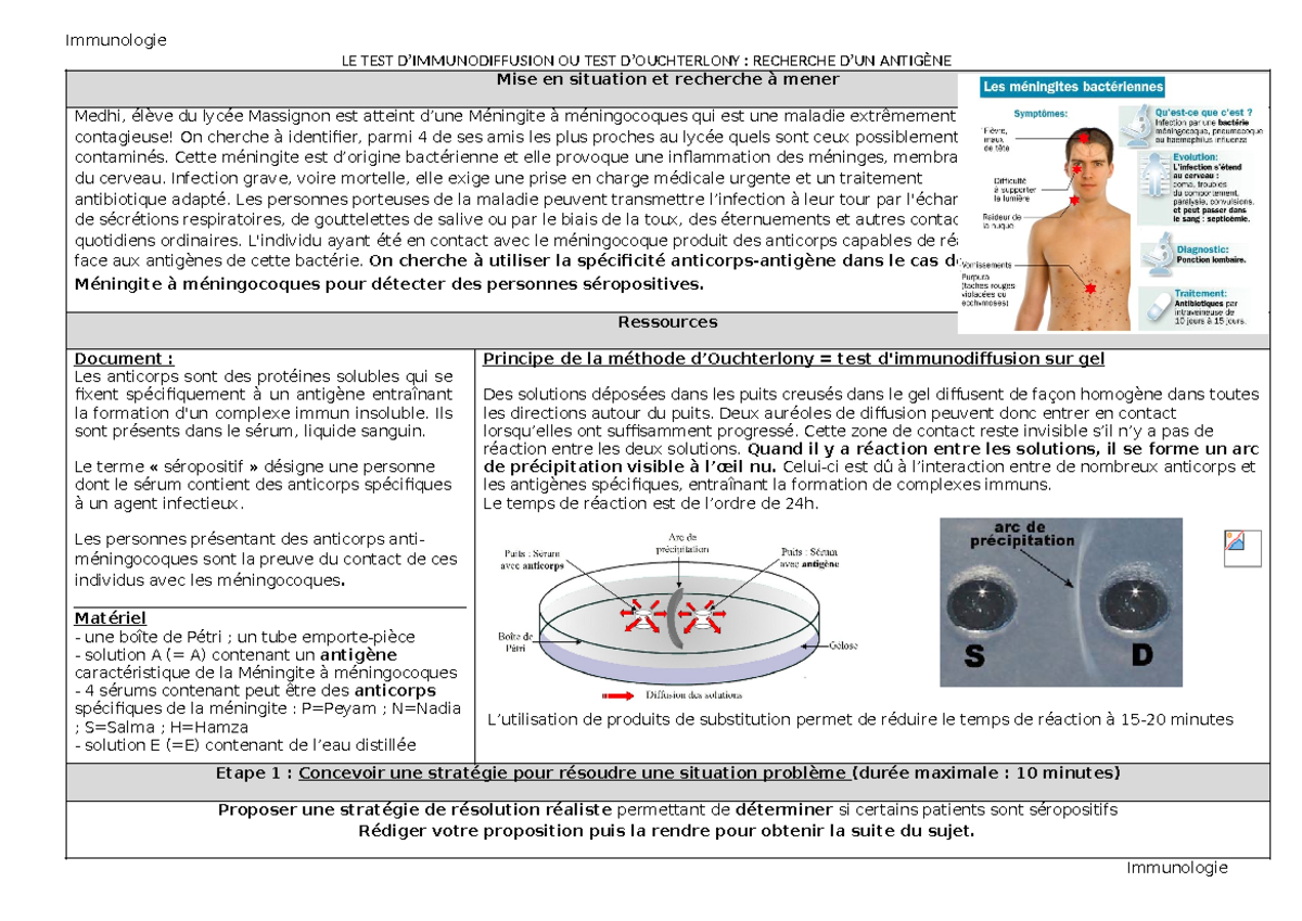 TP ouchterlony 2024 - Immunologie LE TEST D’IMMUNODIFFUSION OU TEST D ...