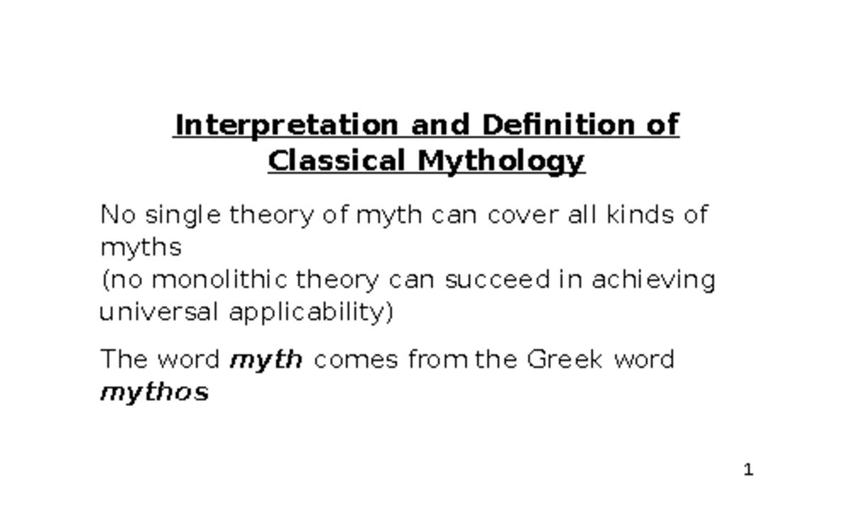 Midterm review - Interpretation and Definition of Classical Mythology ...