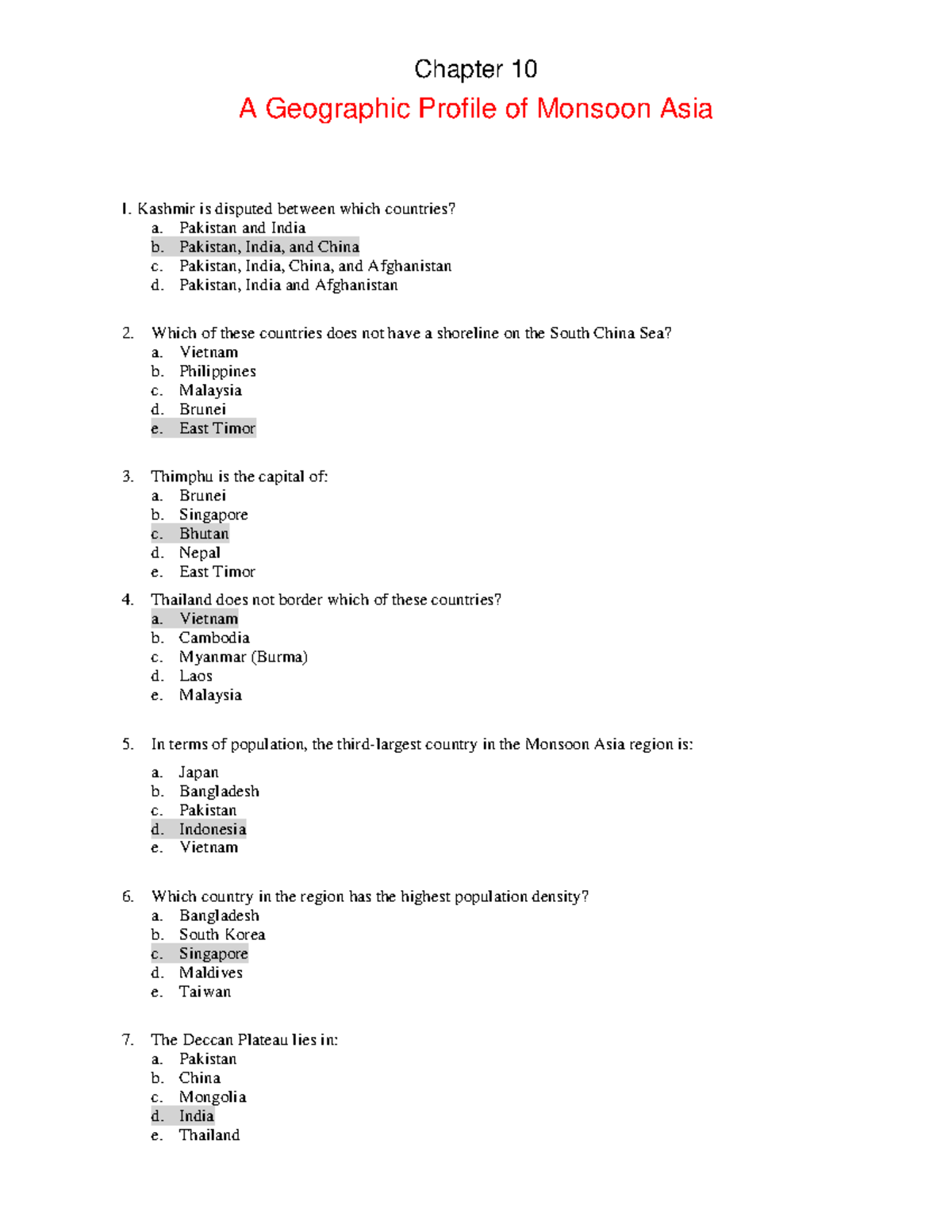 Ch10 A Geographic Profile of Monsoon Asia - Chapter 10 A Geographic ...