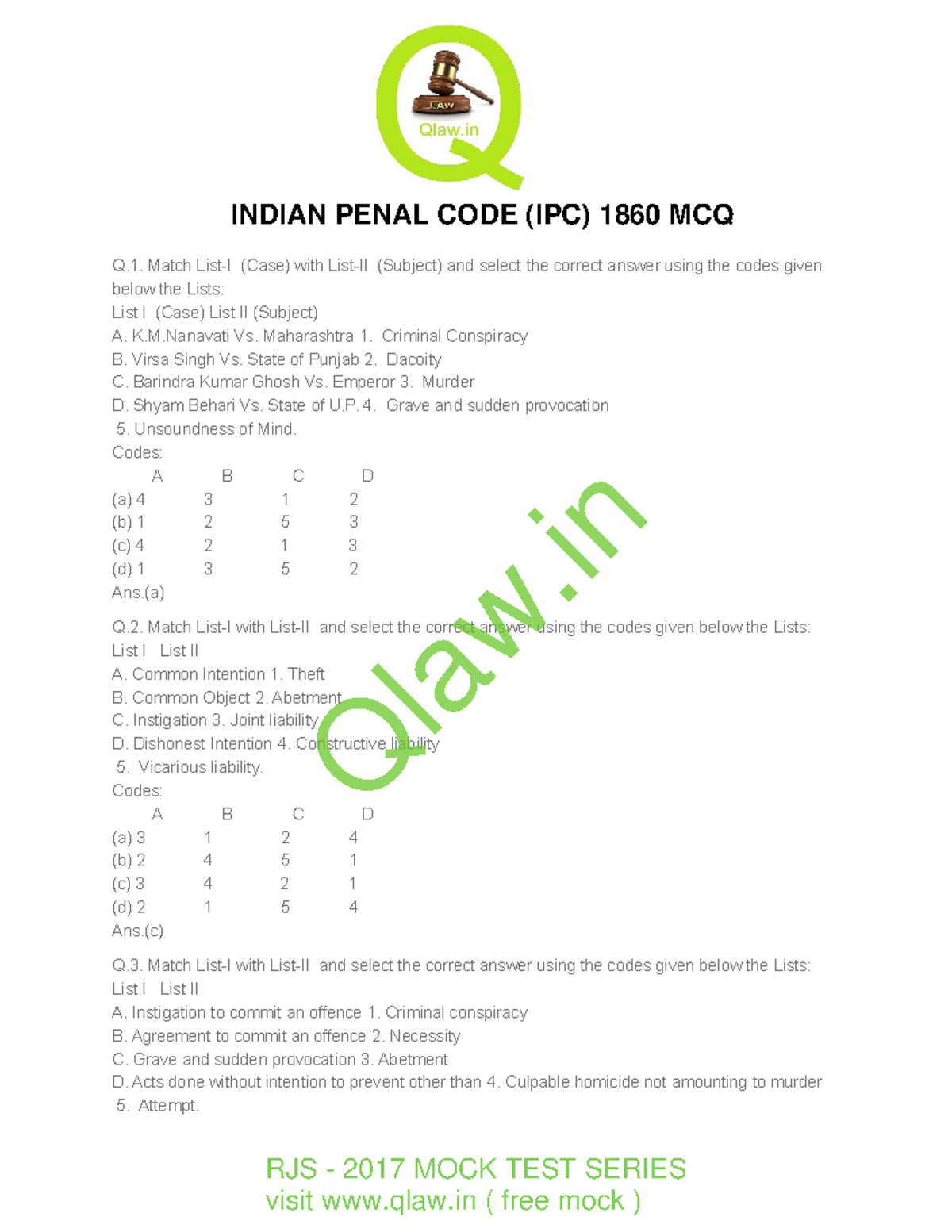 900 MCQ - IPC - Please try again - MV-Indian-Penal-Code - MCQ Chapter ...