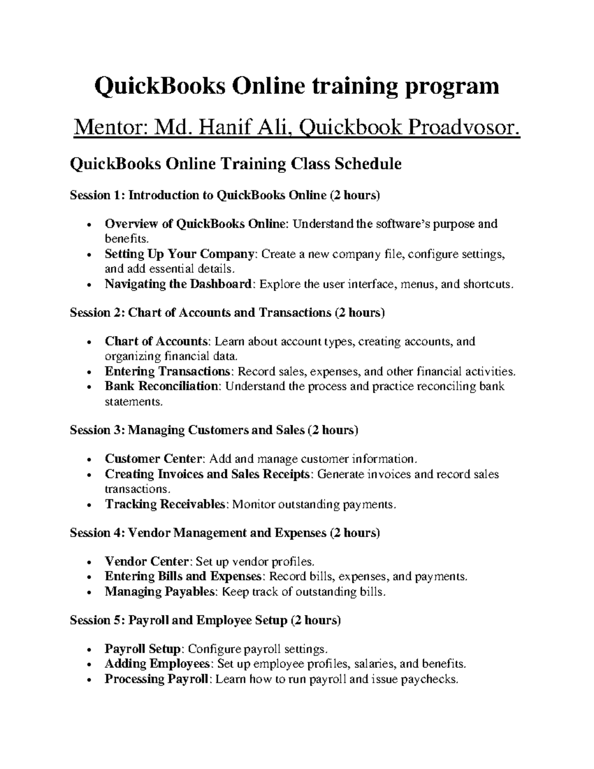 Quick Books Online training program - QuickBooks Online training ...