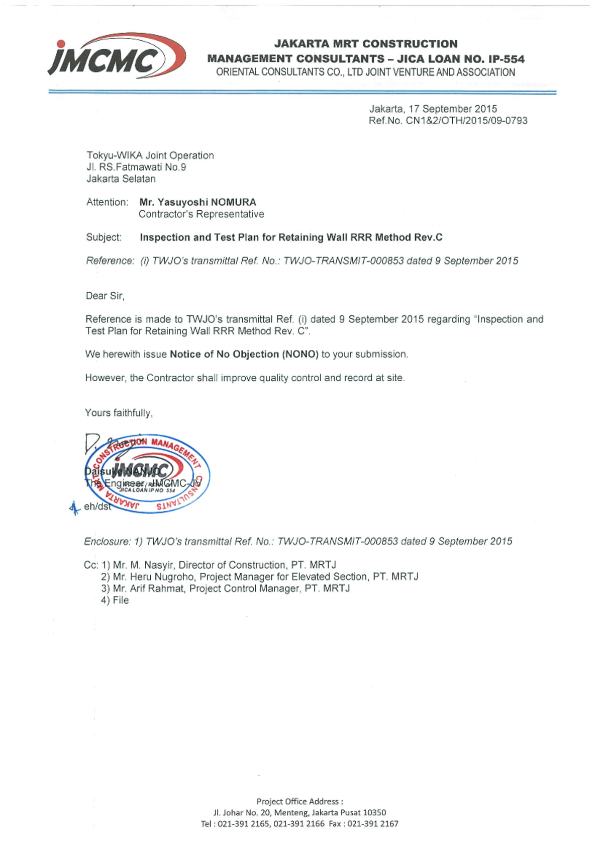 TWJO-ITP-EMB-0003 Rev C ITP for Retaining Wall RRR Method - NONO ...
