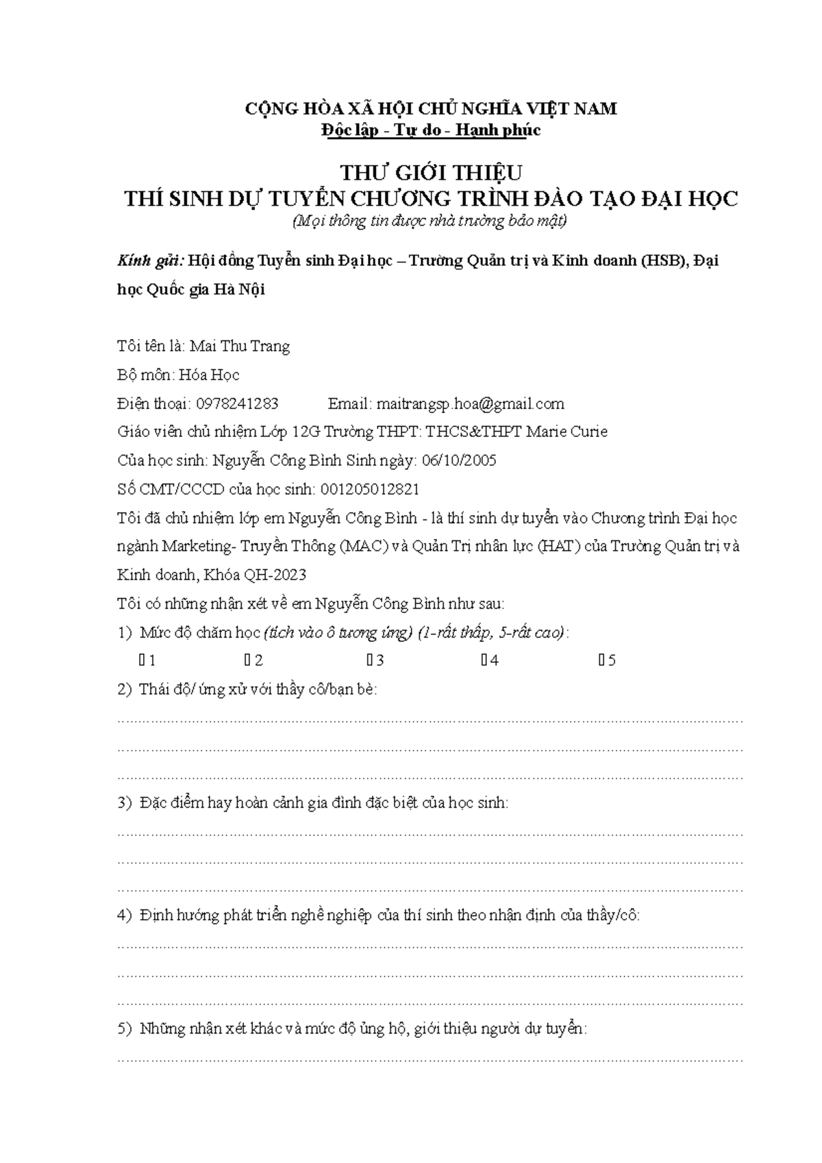 Mau thu gioi thieu edt - 848484 - CỘNG HÒA XÃ HỘI CHỦ NGHĨA VIỆT NAM ...