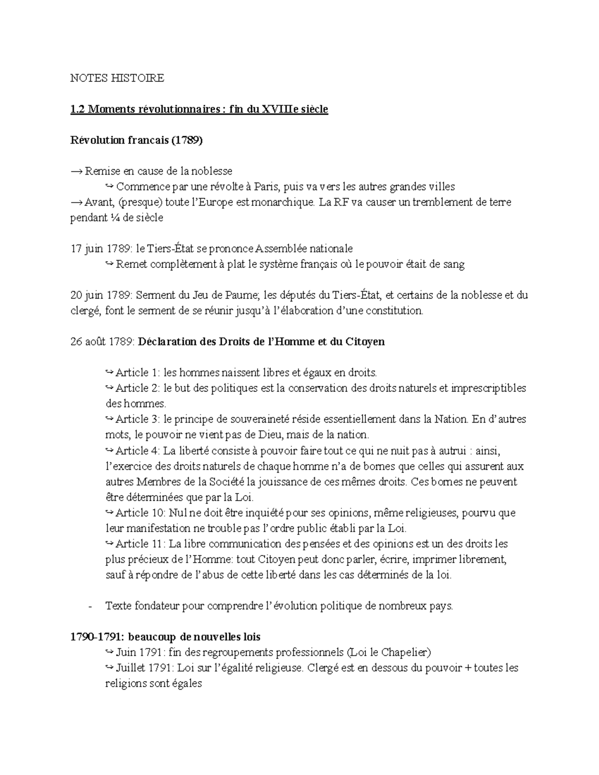 Notes Capsules histoire - HST 2453 - UdeM - Studocu