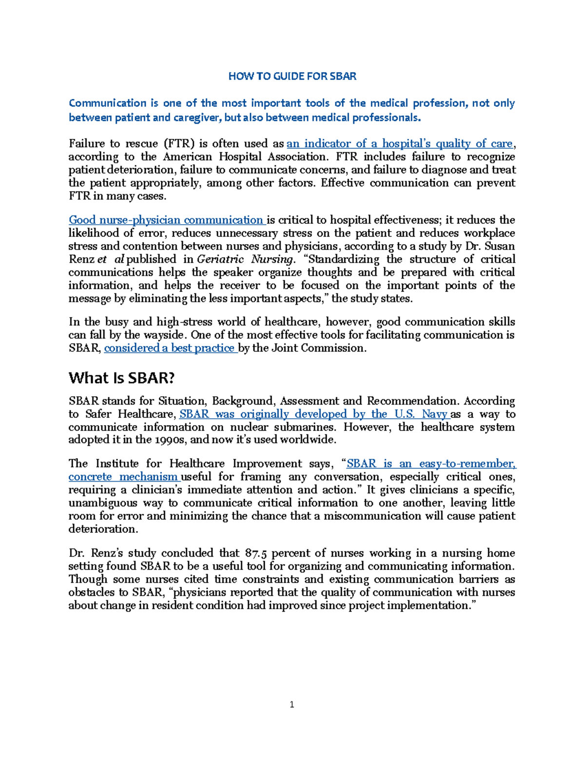 HOW TO Guide FOR SBAR - Nursing Notes Baseline Assessment Tutorial work ...