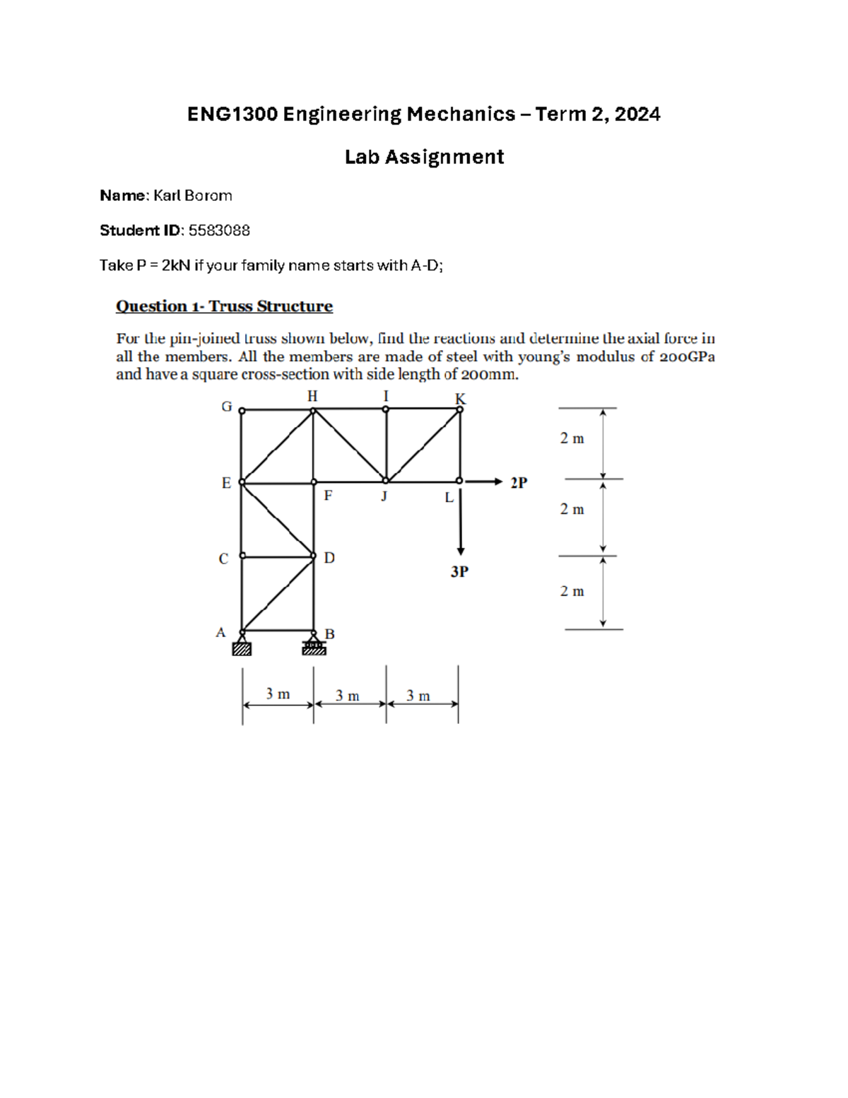 ENG1300 Engineering Mechanics Lab Assignment - ENGG1300 - ENG1300 ...
