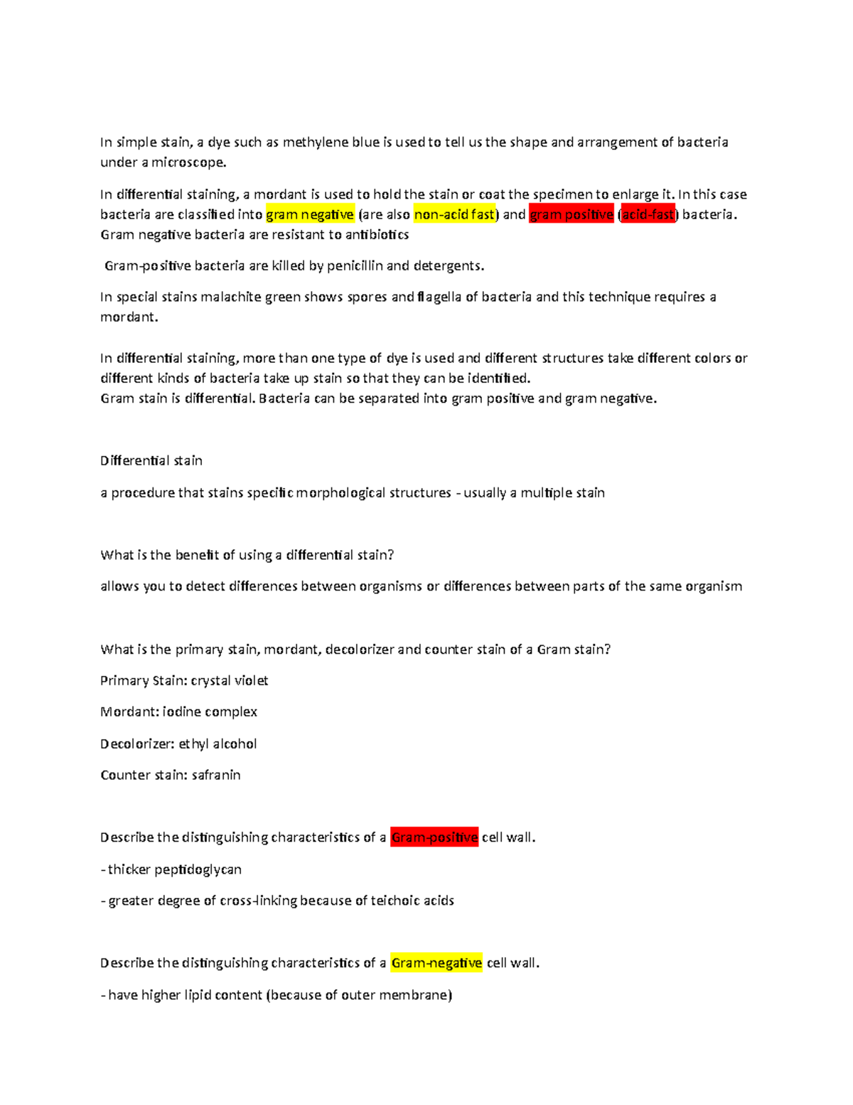 simple stain notes - In simple stain, a dye such as methylene blue is ...
