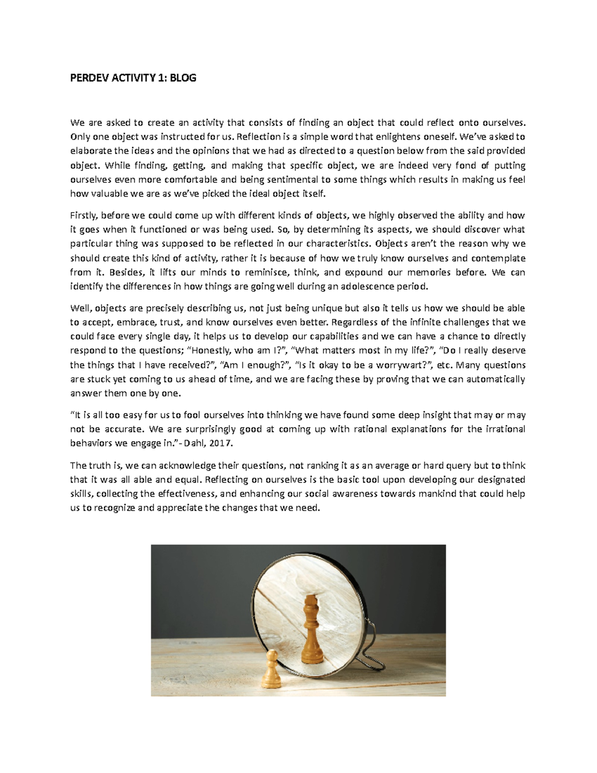 Activity 1 (BLOG- Draft) - PERDEV ACTIVITY 1: BLOG We are asked to ...