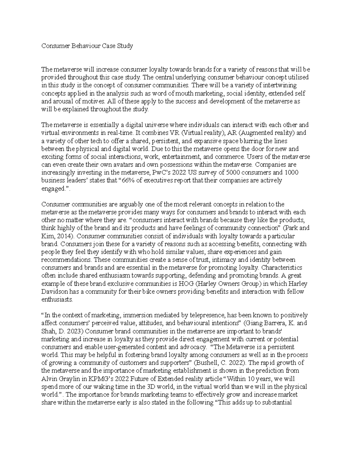 Consumer Behaviour case - The central underlying consumer behaviour ...