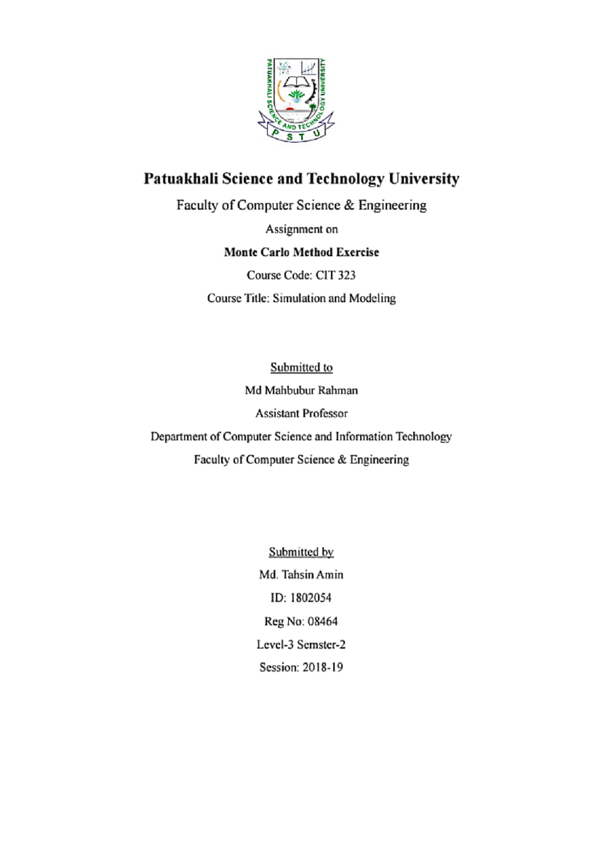 1802054(Md. Tahsin Amin) - System Simulation - Studocu