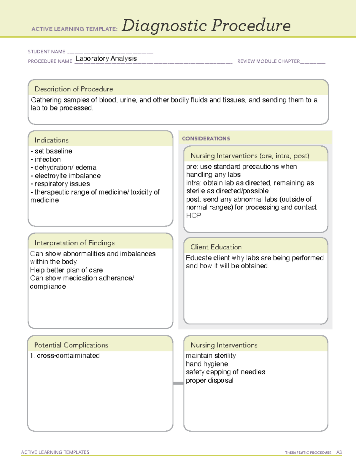 Laboratory Analysis - Fundamentals - NUR 101 - Studocu