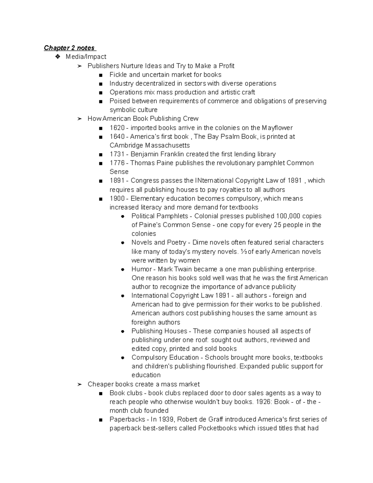 MC 101 Chapter 2 notes - Chapter 2 notes Media/Impact Publishers ...