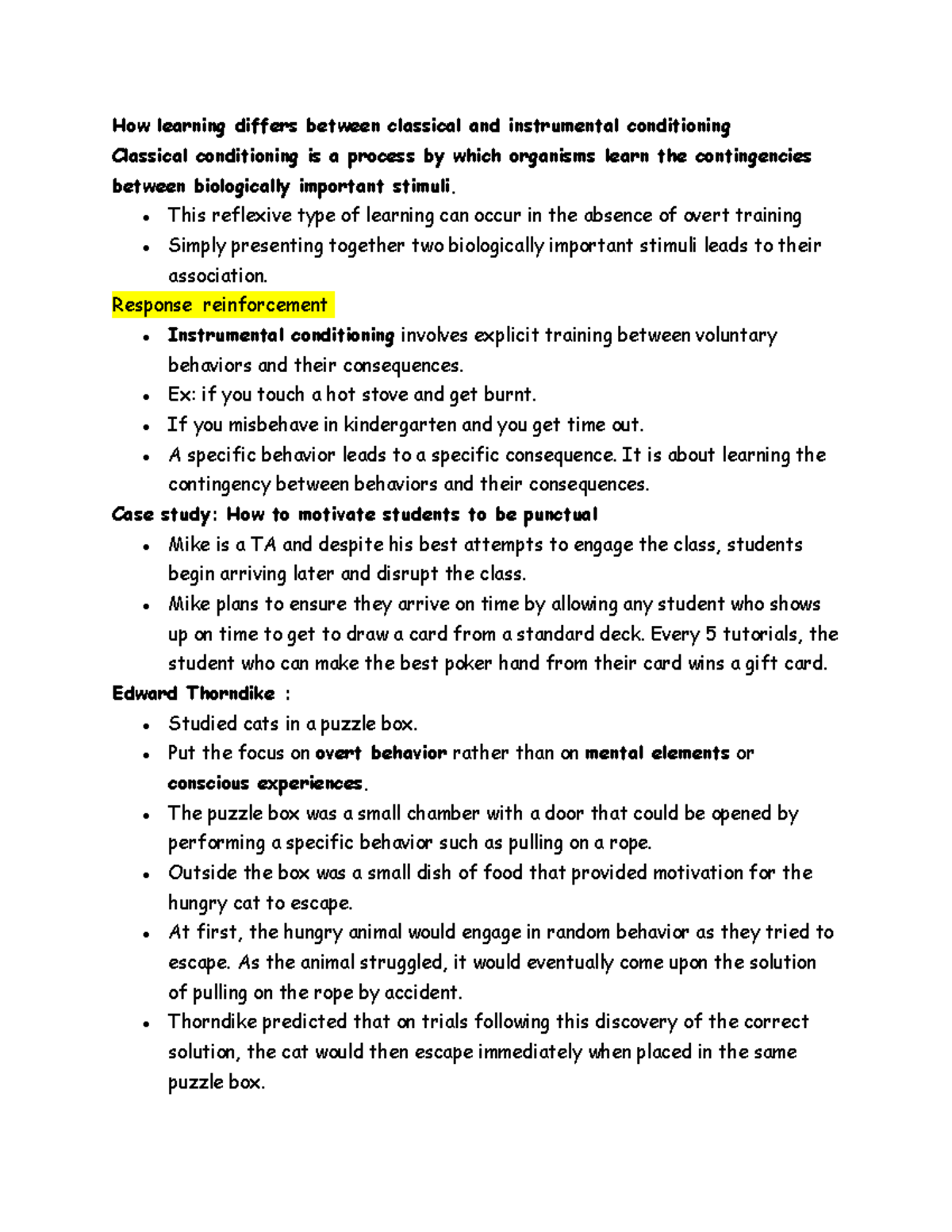 Instrumental Conditioning - How learning differs between classical and ...
