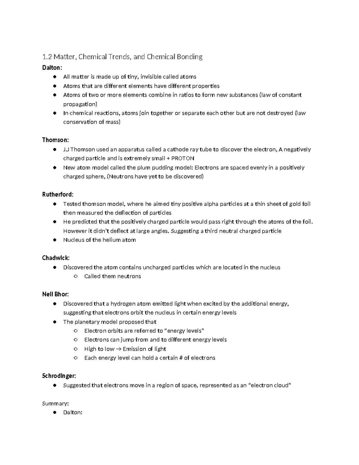 Unit 1 Test Review Chem - 1 Matter, Chemical Trends, and Chemical ...