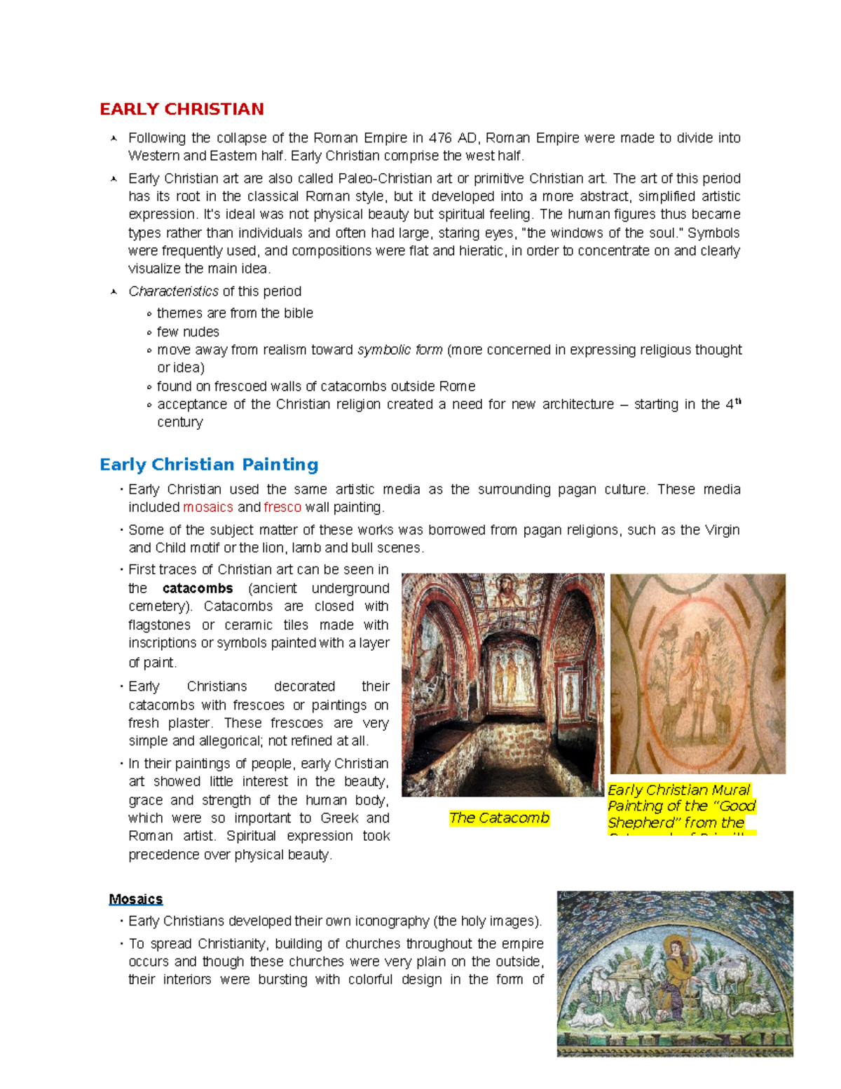 Early Christian - EARLY CHRISTIAN Following the collapse of the Roman ...
