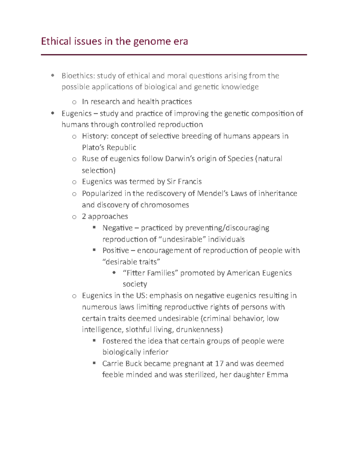 Ethical issues in the genome era - Studocu