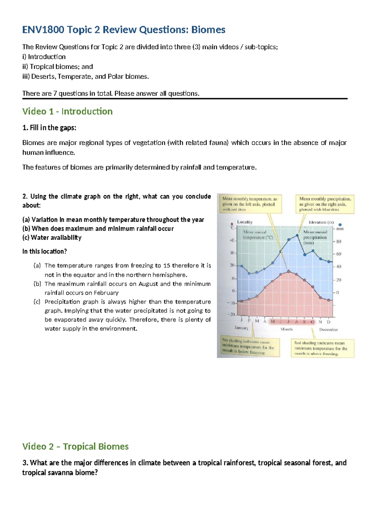 Review Questions Topic 2 - Biomes - FJ - ENV1800 Topic 2 Review ...
