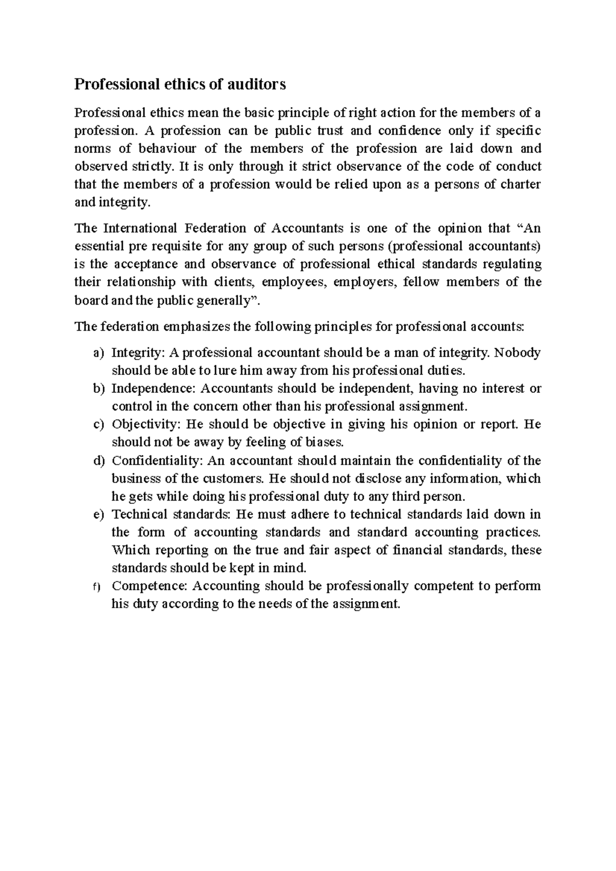 Professional ethics of auditors - Professional ethics of auditors ...