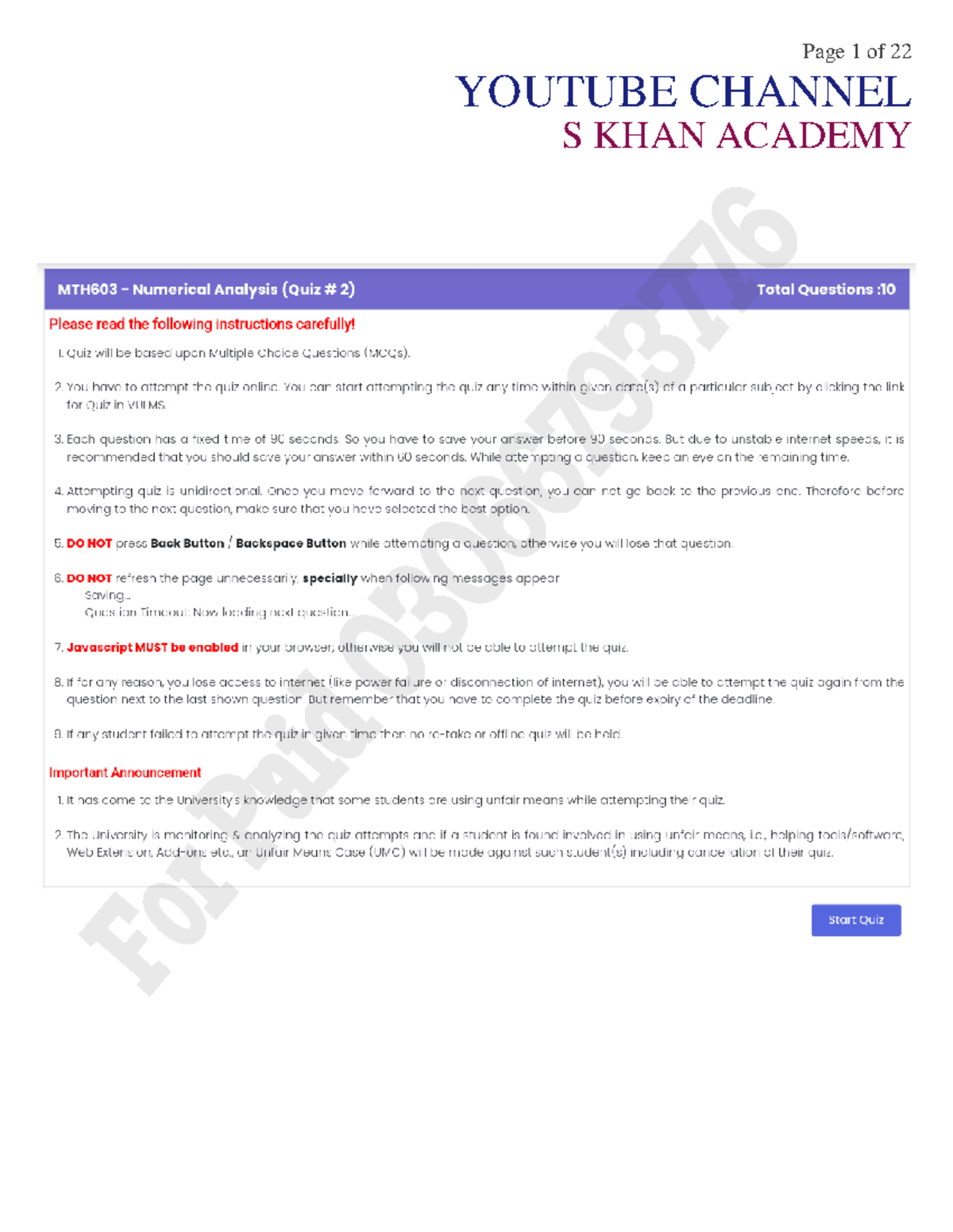Mth603 Quiz 2 Final Nothing Mth603 Numerical Analysis Quiz 2 Total Questions Please 9781