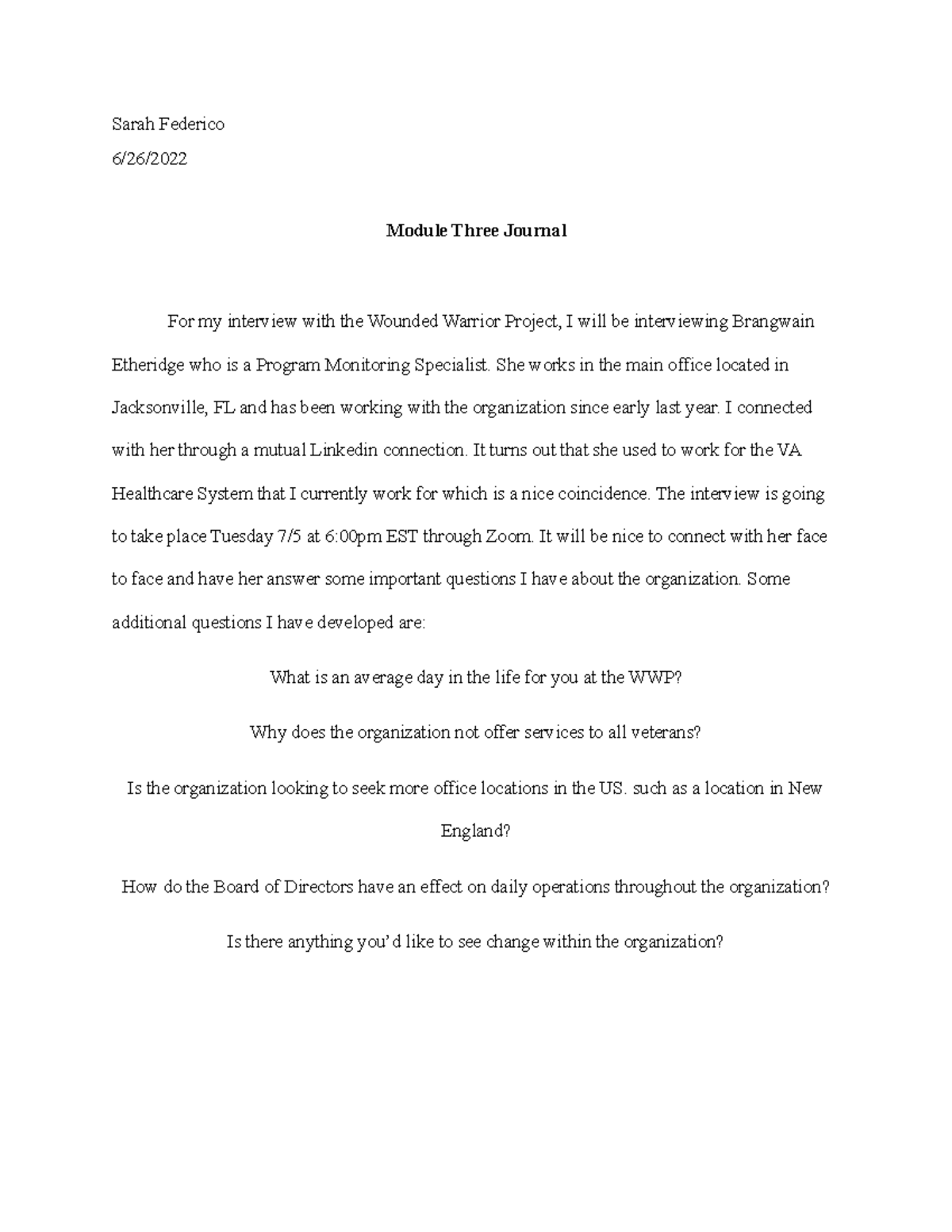 OL 665 3-2 Journal - Sarah Federico 6/26/ Module Three Journal For my ...