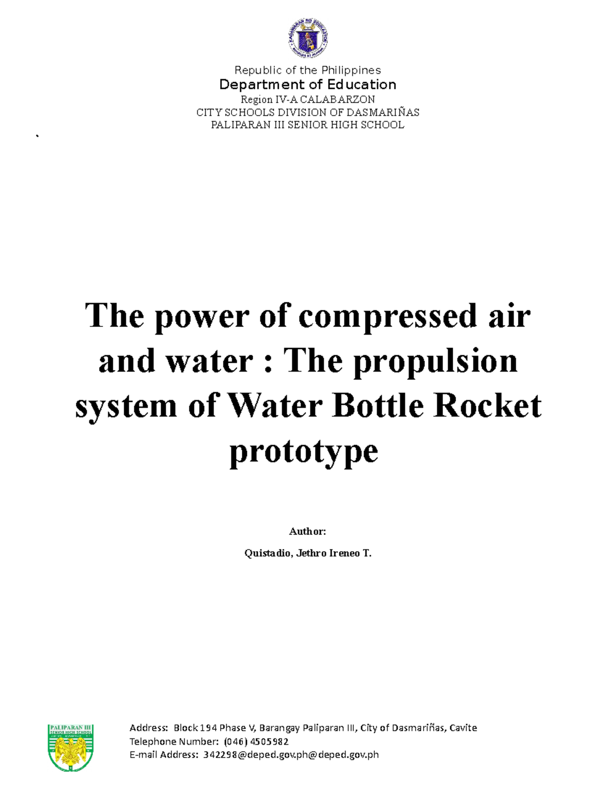 Project-Proposal Physics - Department of Education Region IV-A ...