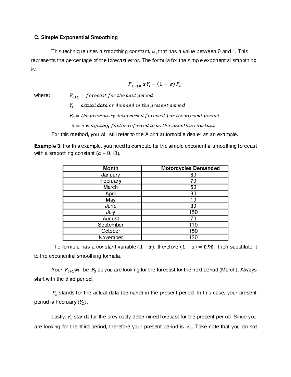 Lecture 2 Simple Exponential Smoothing and Adjusted Exponential Smoothing - C. Simple ...