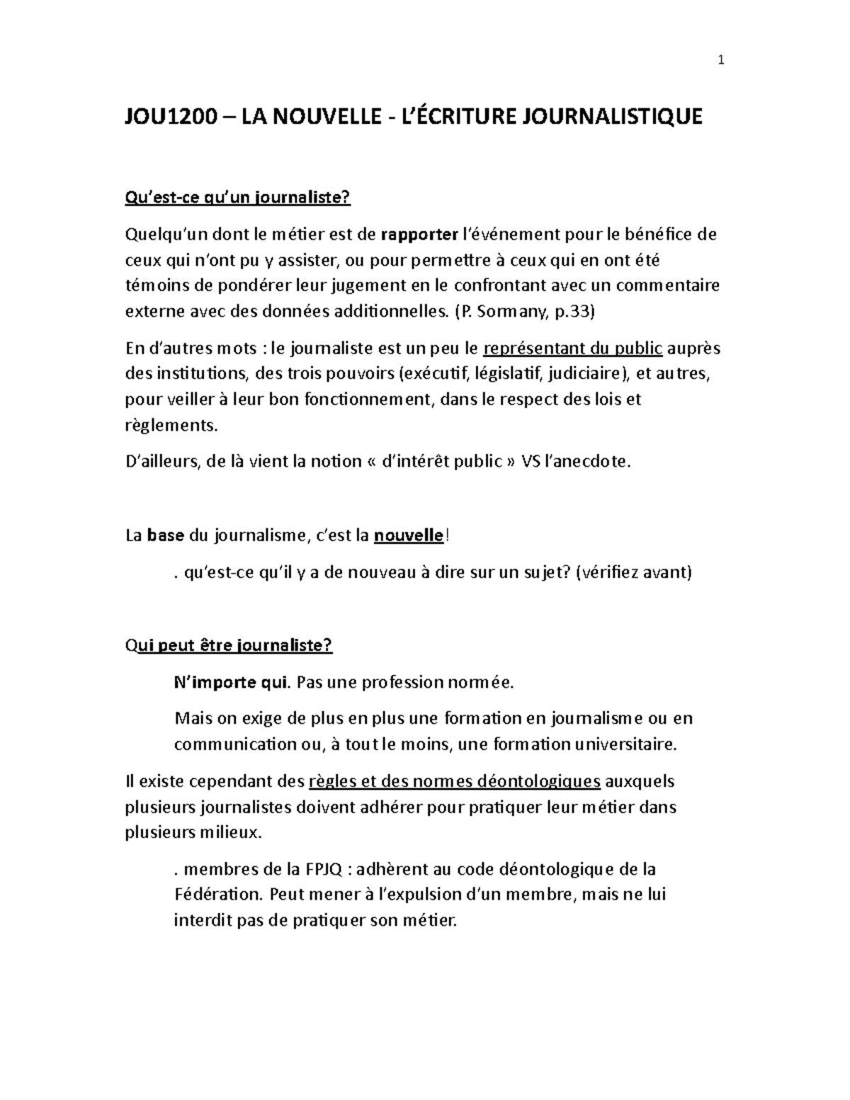 JOU1200-A-A21 - Méthodes journalistiques La nouvelle - JOU1200 – LA ...