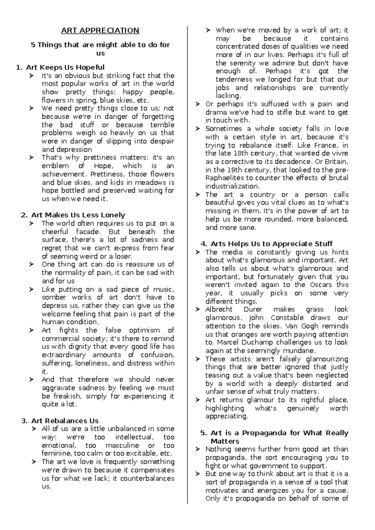 ART- Appreciation-reviewer - ART APPRECIATION 5 Things that are might ...