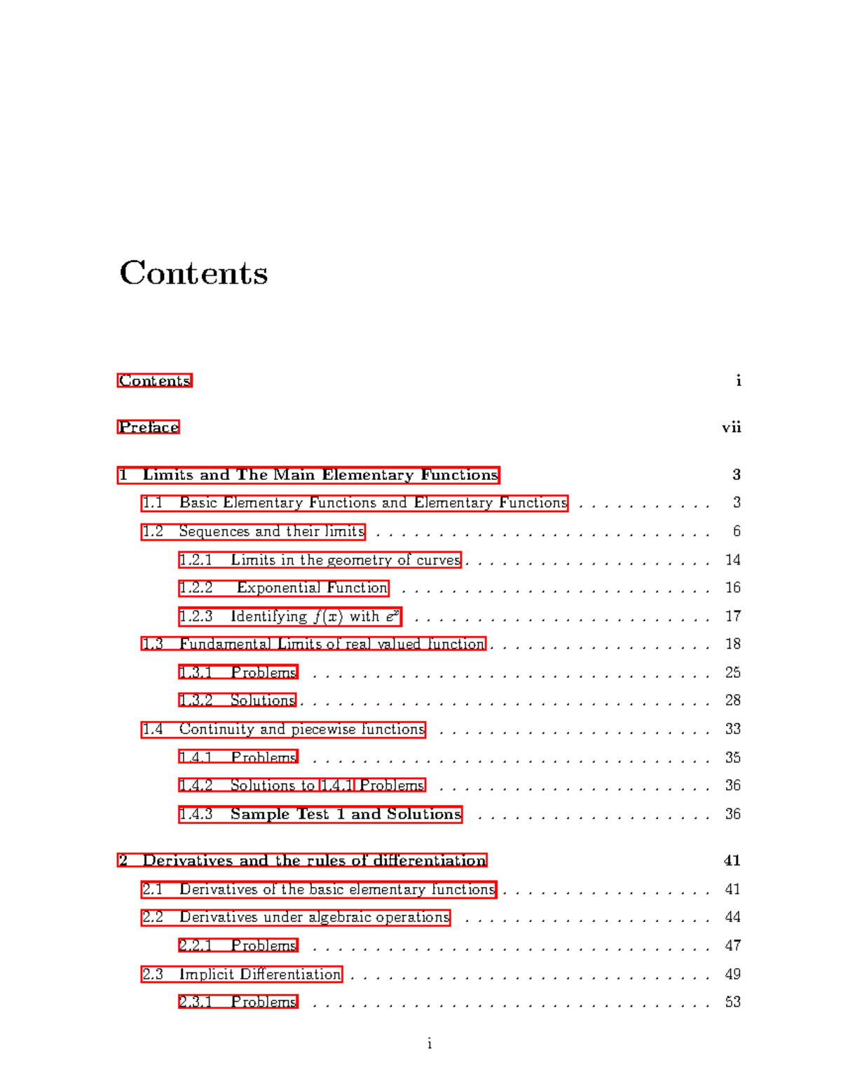 Calculus Inotes - In notes for whole year - Contents Contents i 1 ...