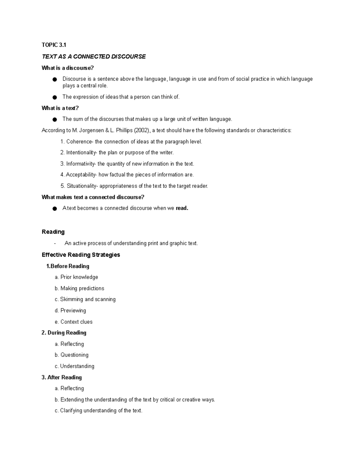 L1 TEXT AND Discourse - Lessons - TOPIC 3. TEXT AS A CONNECTED DISCOURSE What is a discourse ...