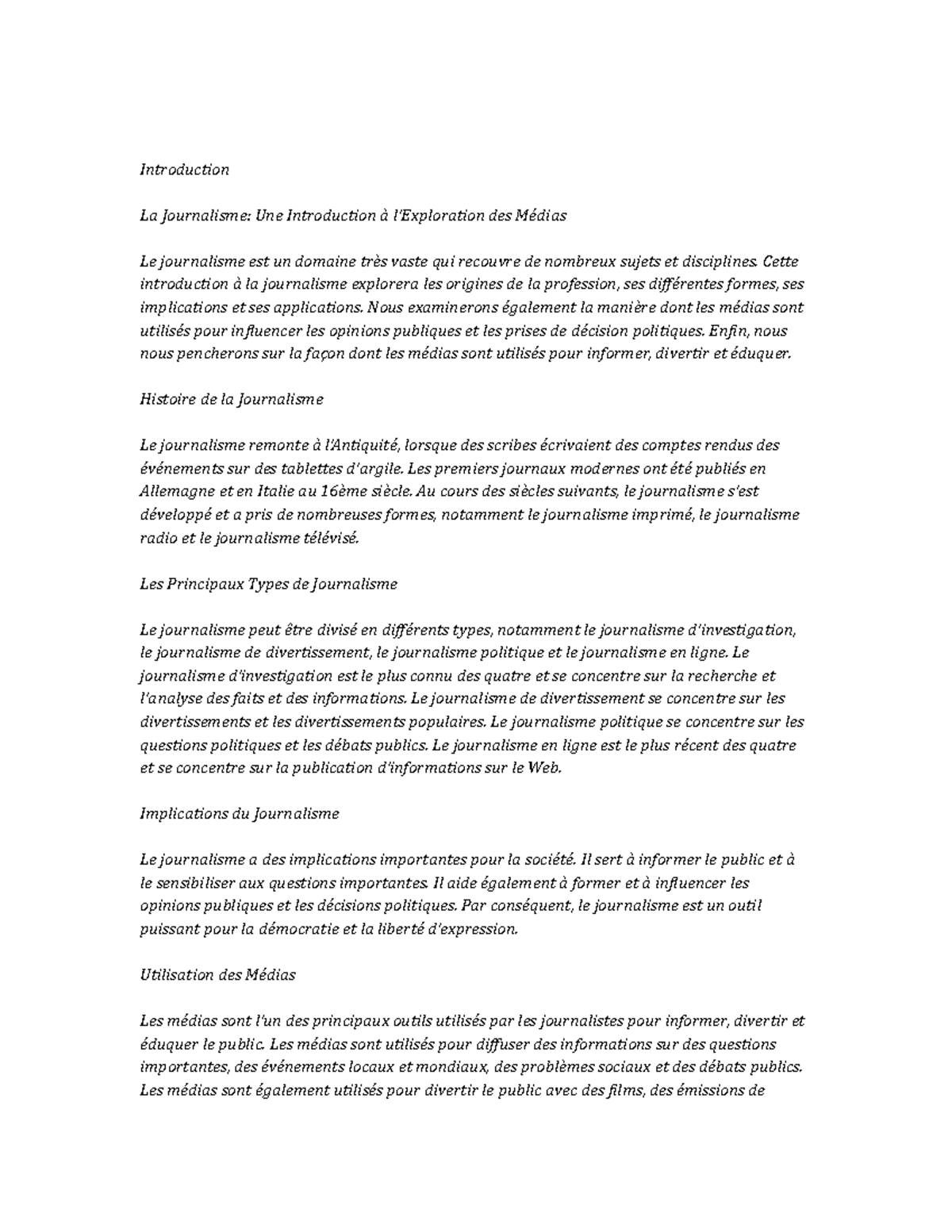 Journalism note study - Introduction La Journalisme: Une Introduction à ...