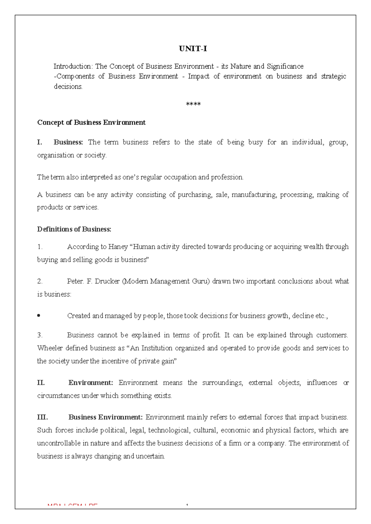 LBE IST Chapter - lbe 1st unit - UNIT-I Introduction: The Concept of ...