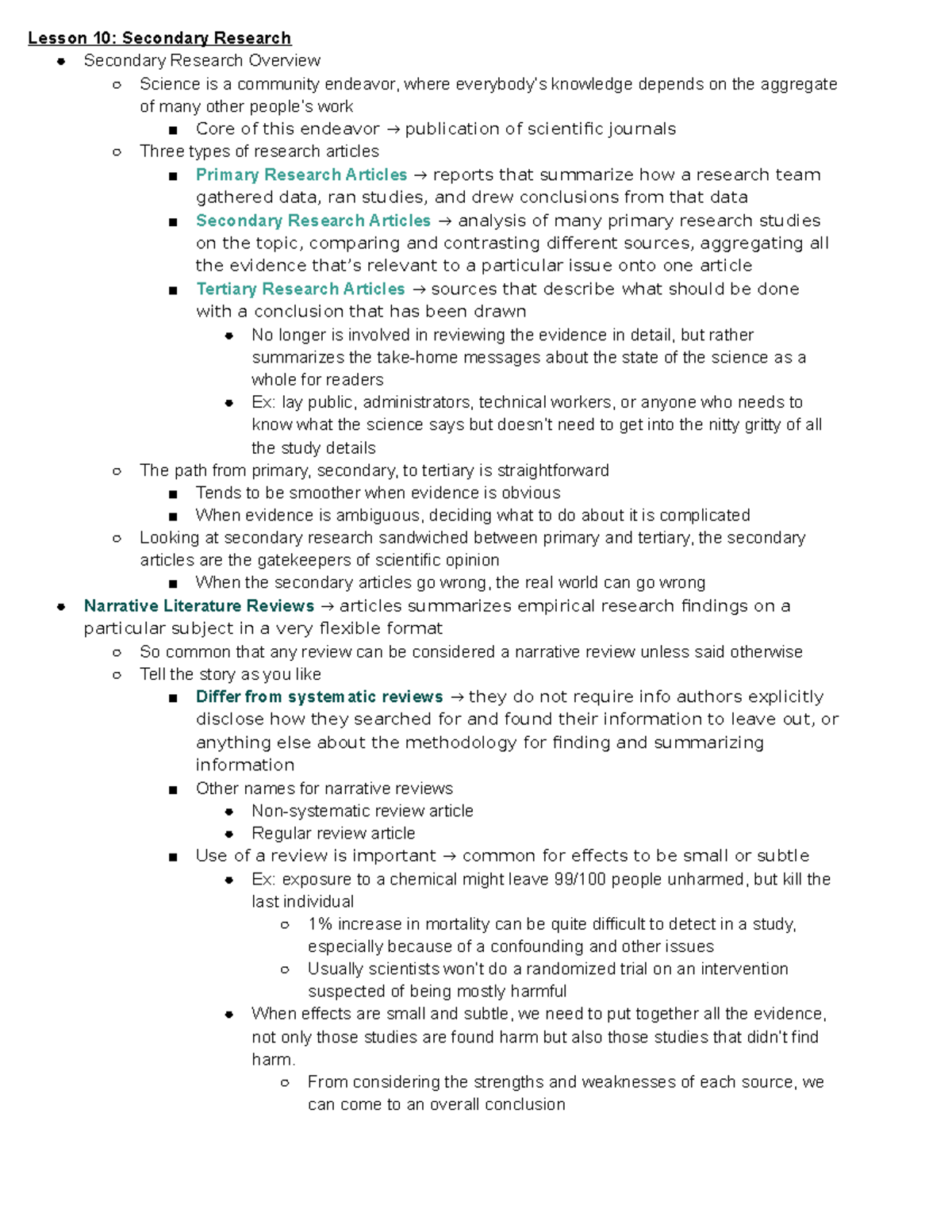 310 Exam 4 - N/A - Lesson 10: Secondary Research Secondary Research ...