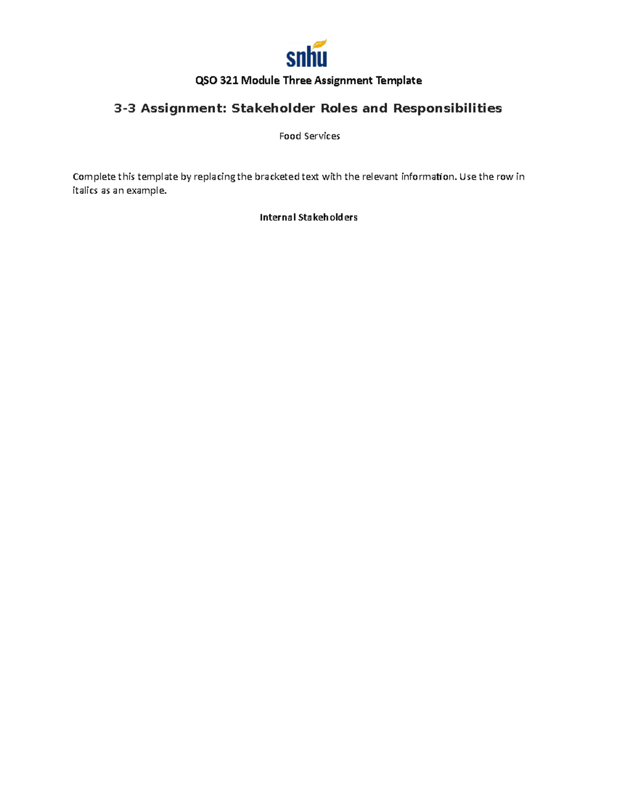 3-3 Assignment- Stakeholder Roles and Responsibilities Grade A - QSO ...