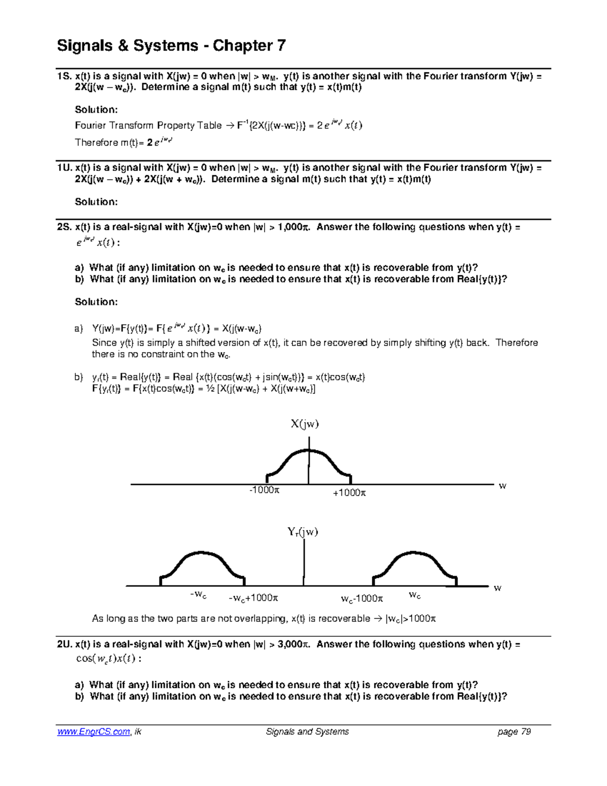 SSFch 7 - .... - Signals & Systems - Chapter 7 1S. x(t) is a signal ...